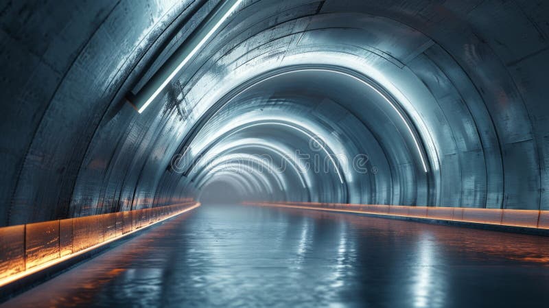 Futuristic Underground Tunnel with Contemporary Design and Gentle ...