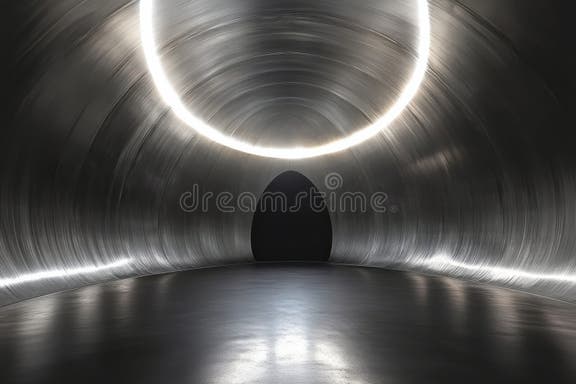 Futuristic Underground Tunnel with Illuminated Circular Light Structure ...