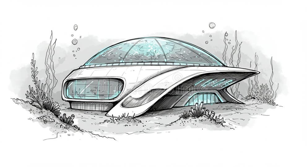 Futuristic Underwater Building with a Sleek, Dome-shaped Structure ...