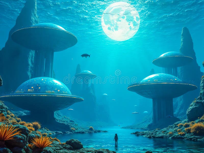 Futuristic Underwater City with AI-Controlled Ecosystem Stock Image ...