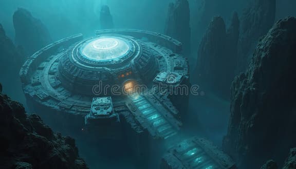 Futuristic Underwater City Complex with Glowing Dome Structure ...