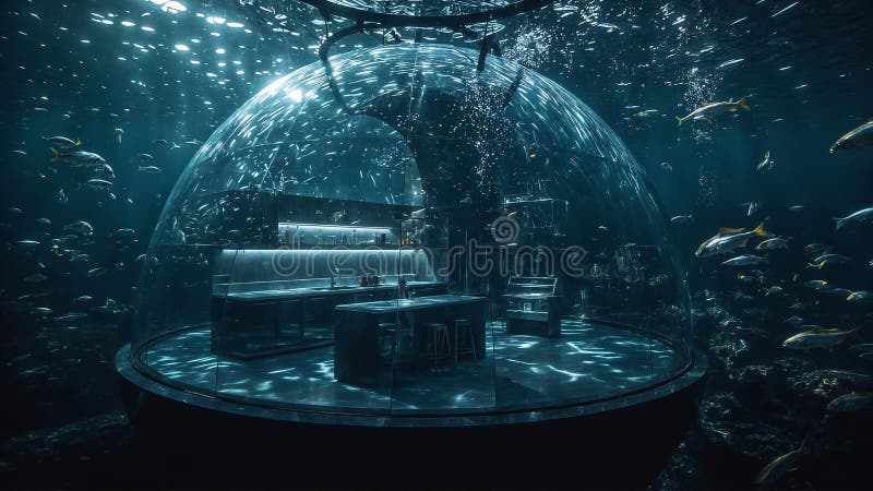 Futuristic Underwater Kitchen Interior Design with Dome Structure ...