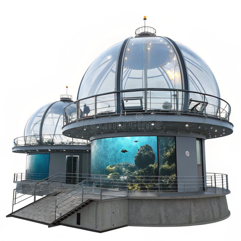 Futuristic Underwater Observatory Isolated on White Background Stock ...