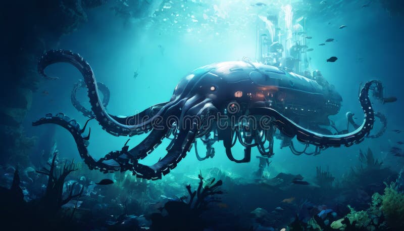 Futuristic Underwater Octopus-shaped Submarine Exploring Deep Ocean ...