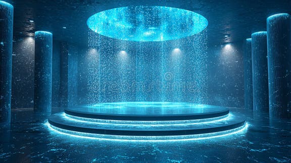 Blue Dream Water Curtain Stage Stock Illustration - Illustration of ...