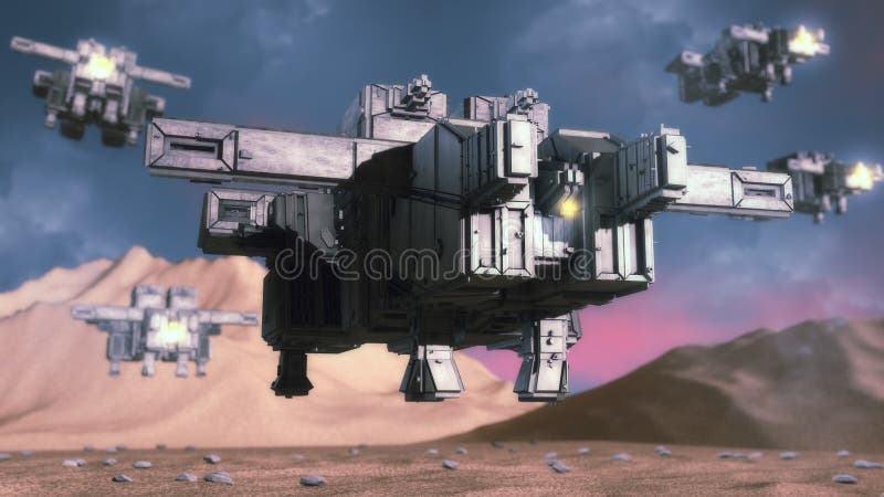 Futuristic Unidentified Flying Object and Pyramid Stock Illustration ...