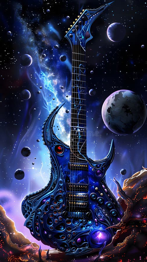 Futuristic Unusual Alien Rock Guitar Stock Illustration - Illustration ...