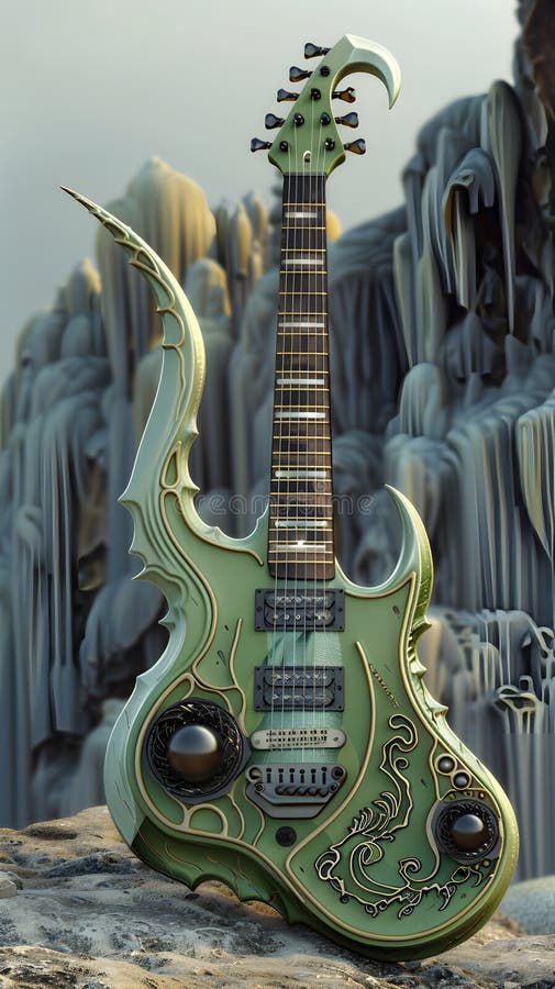 Futuristic Unusual Alien Rock Guitar Stock Illustration - Illustration ...