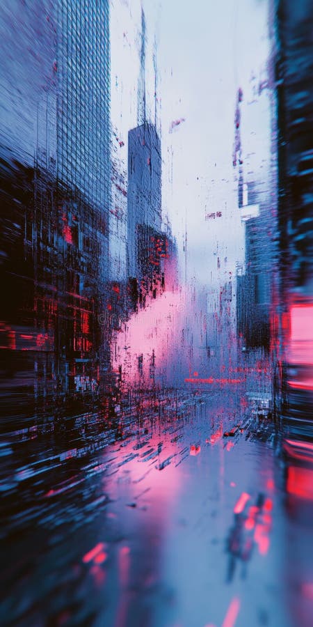 Futuristic Urban Cityscape with Abstract Reflections and Neon Lights ...
