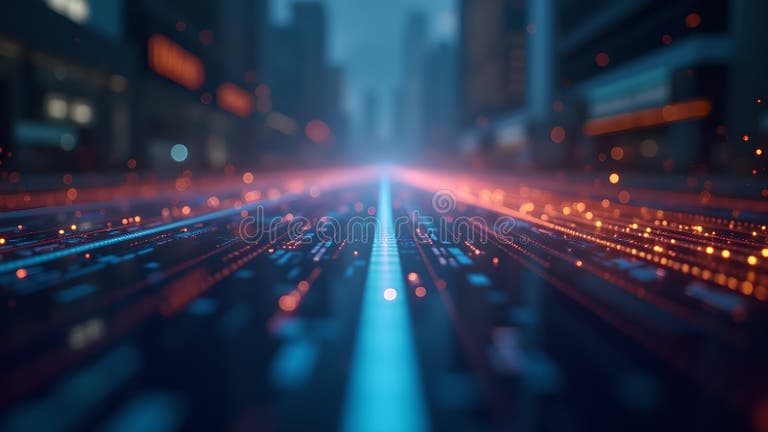 Futuristic Urban Data Stream Visualization Stock Illustration ...