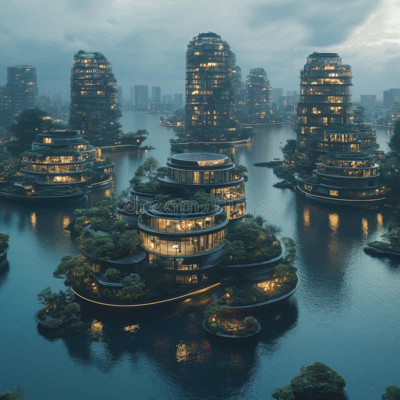 Futuristic Urban Development with Floating Eco-Friendly Architecture ...