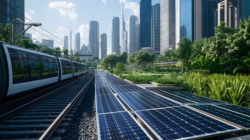 Futuristic Urban Environment Featuring Advanced Solar Technology ...