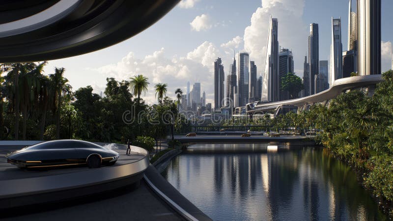 Futuristic Urban Environment with Self-cleaning Technology Modern ...