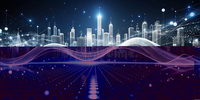 Futuristic Urban Exploration Abstract White Wave of Cyber Technology ...