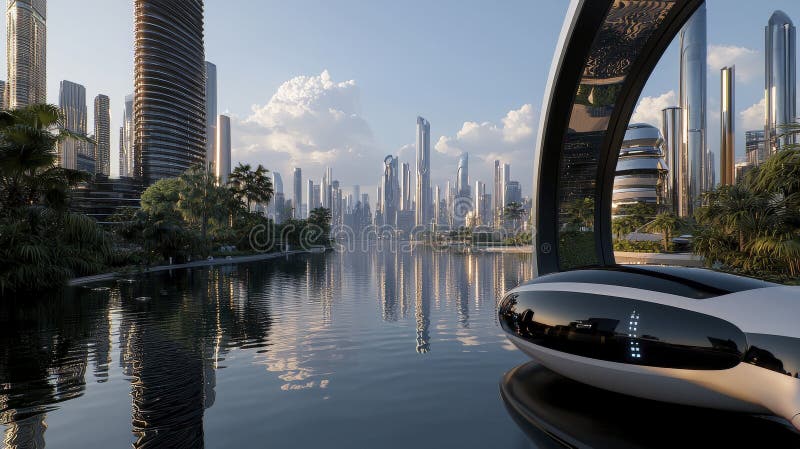 Futuristic Urban Exploration Self-cleaning Tech in a Bustling Cityscape ...