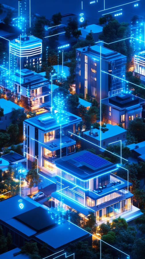 A Futuristic Urban Landscape with High-tech Buildings Equipped with ...