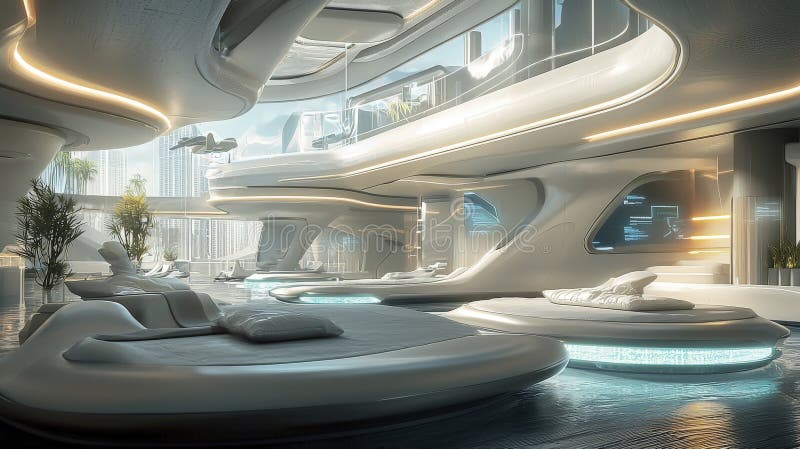 Futuristic Urban Living Advanced City Interior Design Sleek Environment ...