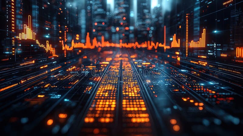 Futuristic Urban Nightscape with Data Visualization and City Lights ...