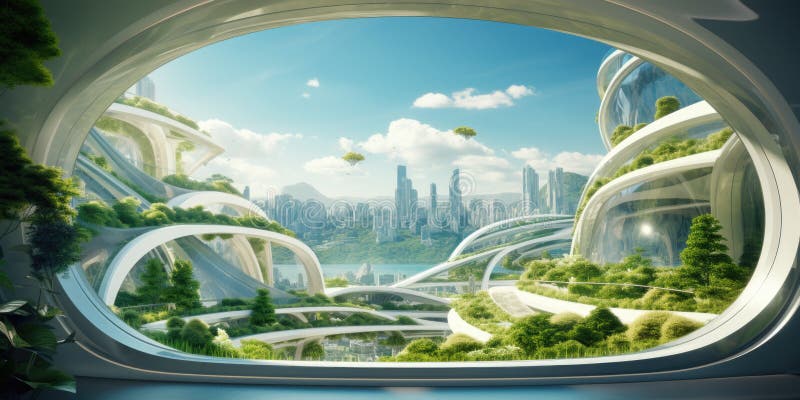 Futuristic Urban Oasis with Lush Greenery and Architectural Marvels ...