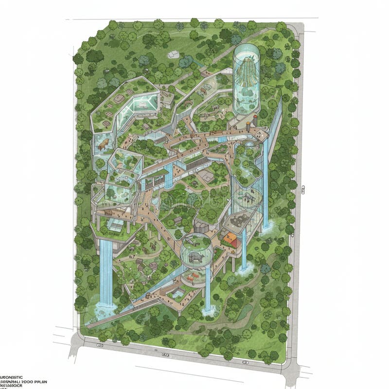 Futuristic Urban Park Design with Interconnected Pathways and Elevated Platforms. Stock ...