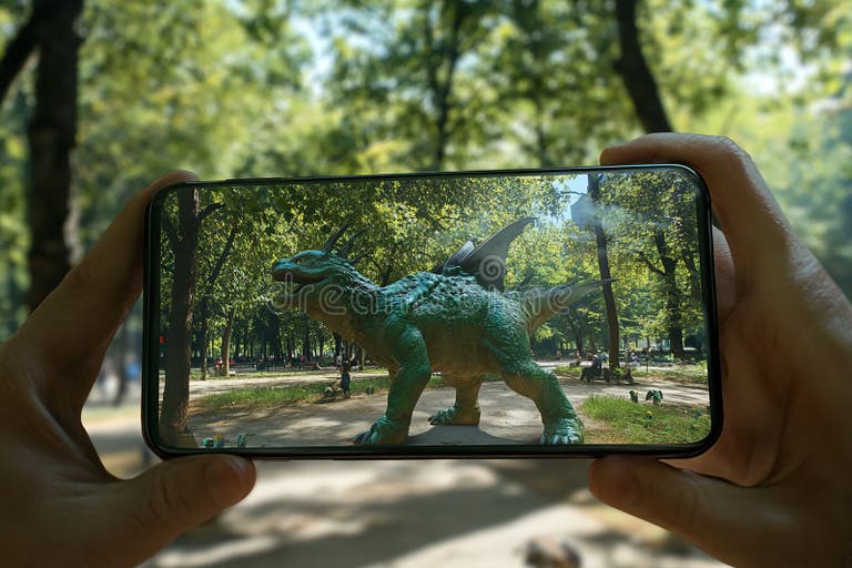 Augmented Reality Mobile Game Scene with Player Navigating a Futuristic ...