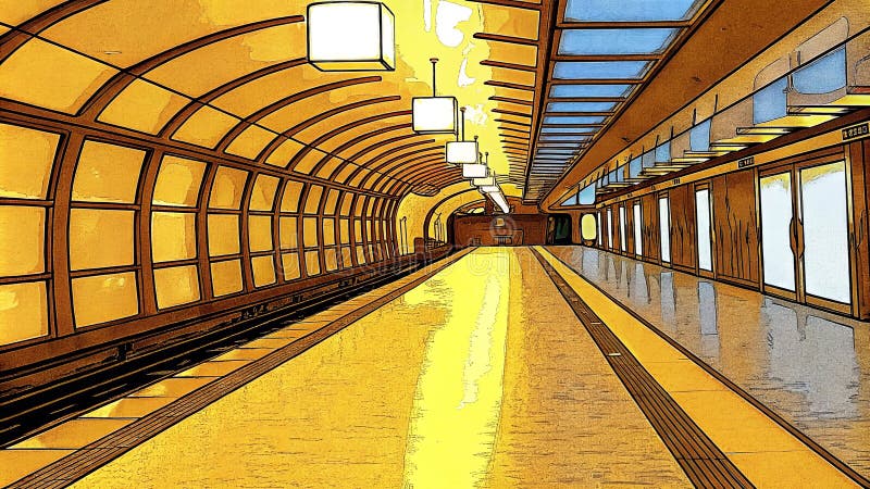 Futuristic Urban Subway Platform Design with Bright Lighting and ...