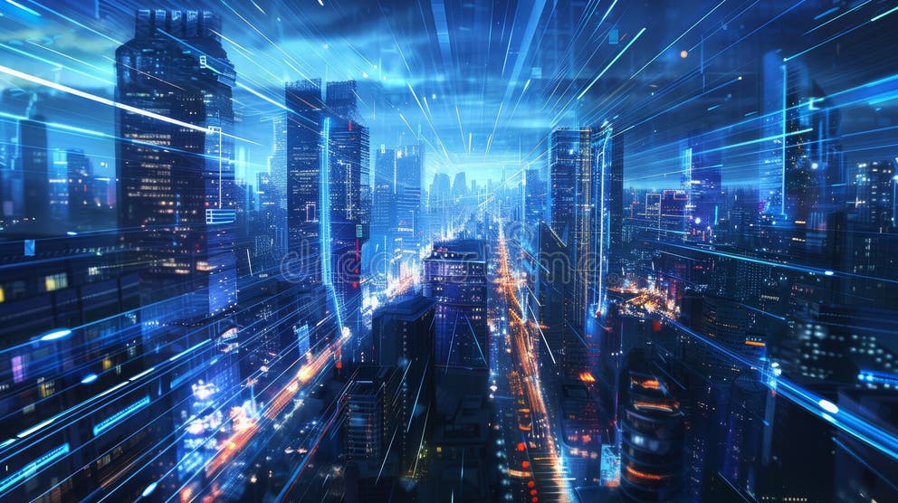 Futuristic Urban Techscape a Vision of Smart Cities with Illuminated ...