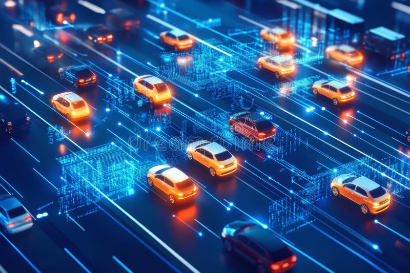 Futuristic Urban Traffic Concept with Digital Integration and Vehicle ...