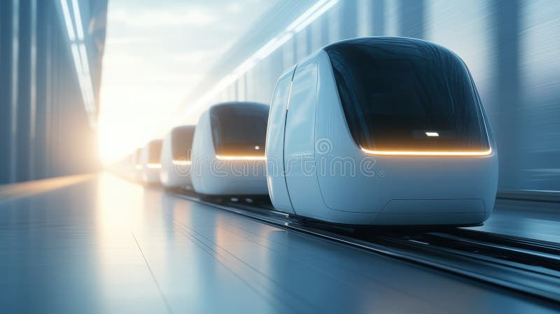 Futuristic Urban Transport with Autonomous Vehicles in Sleek Design ...