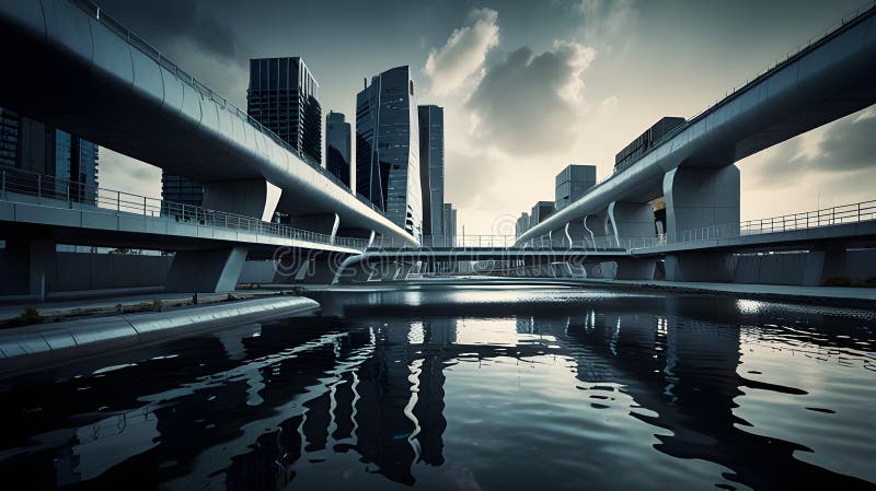 Futuristic Urban Water Capture Infrastructure Stock Illustration ...