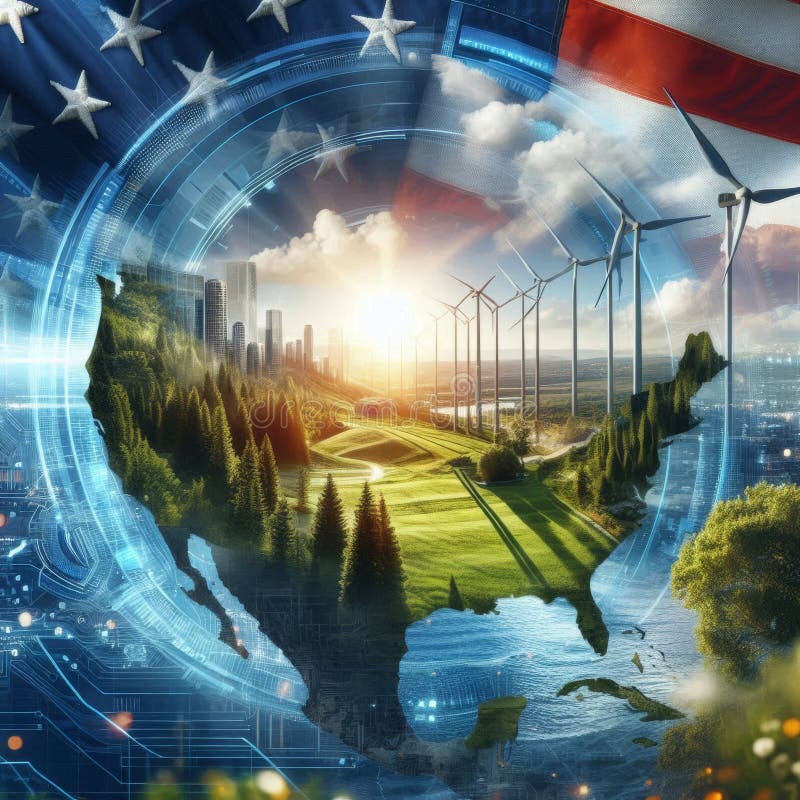 Futuristic USA Map stock illustration. Illustration of urban - 324572611