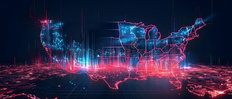 Futuristic USA Map Infographic: Complex Data Visualization with ...