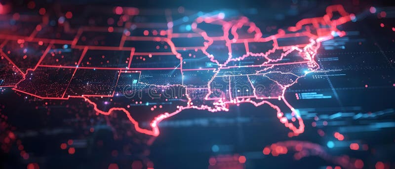 Futuristic USA Map Infographic Showing Complex Data Visualization with ...