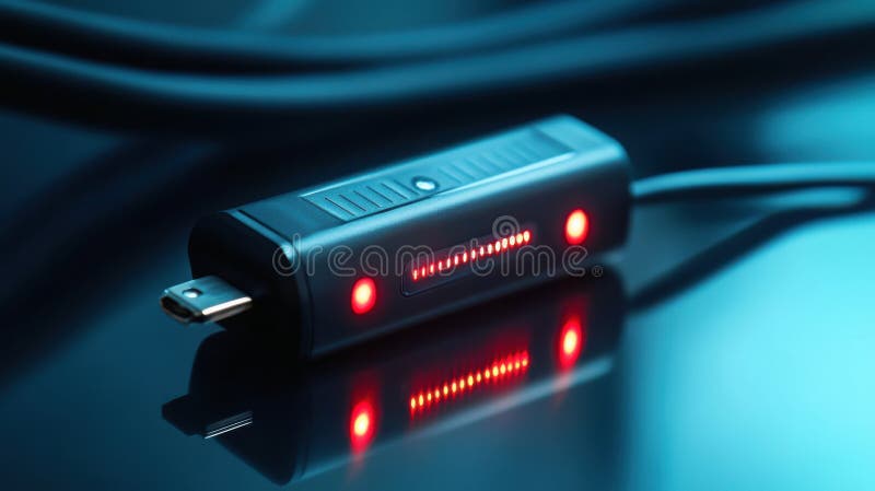Futuristic Usb Device with Red Led Lights for Technology and ...