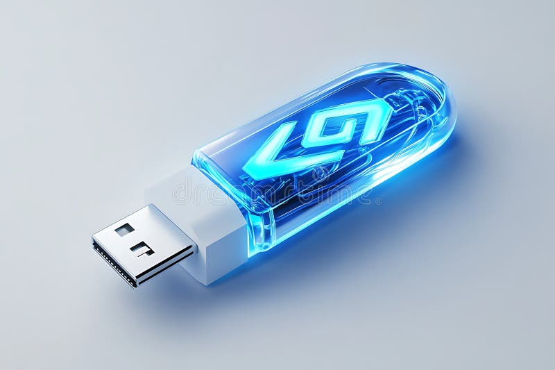 Futuristic USB Drive Transparent Blue Glowing Data Storage Device Stock ...