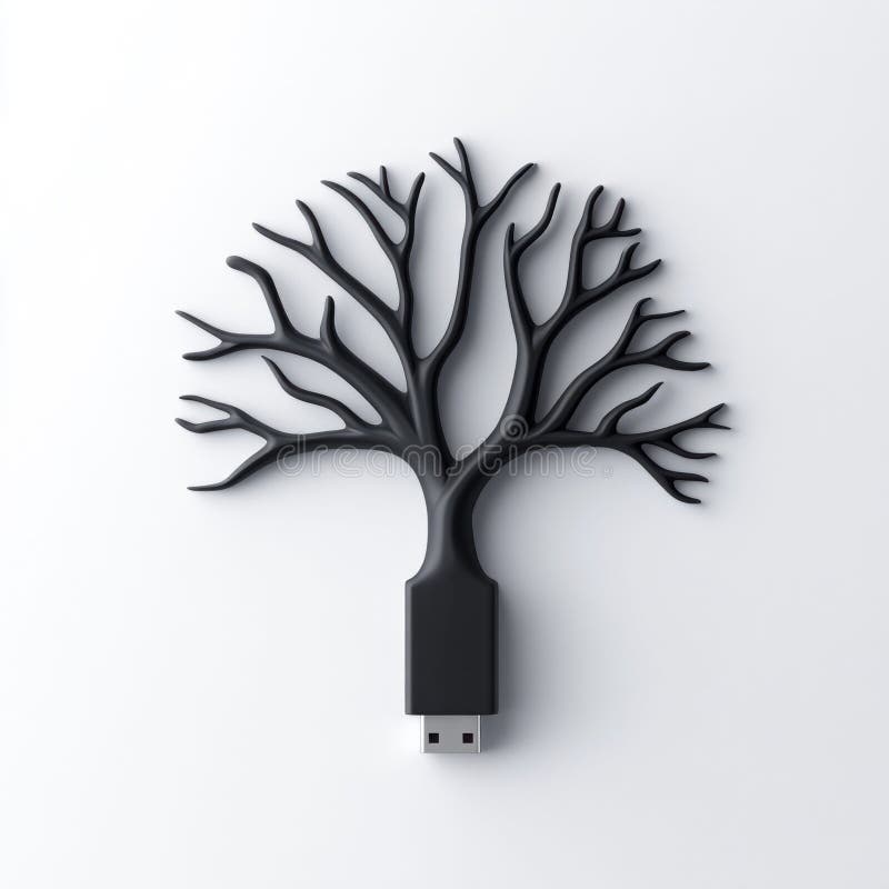 Futuristic USB Hub Shaped Like a Branching Tree Isolated on White Stock ...