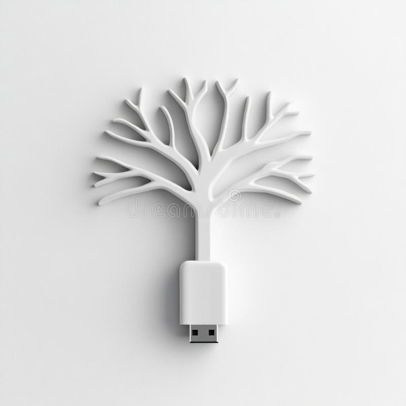 Futuristic USB Hub Shaped Like a Branching Tree Isolated on White Stock ...