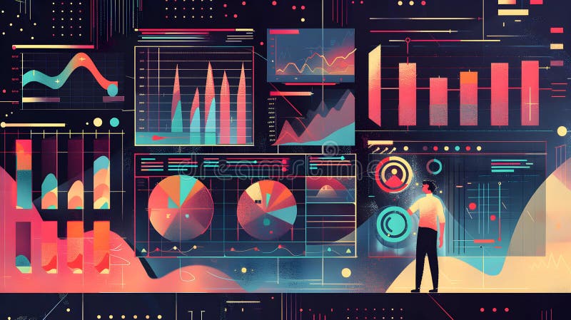Futuristic User Interface with Charts and Diagrams. Stock Illustration ...