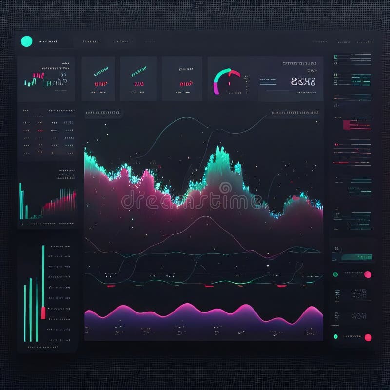 Futuristic User Interface with Charts and Diagrams. Vector Illustration ...