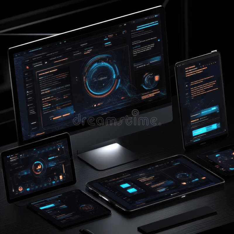 Futuristic User Interface Design with Blue and Orange Color Scheme ...