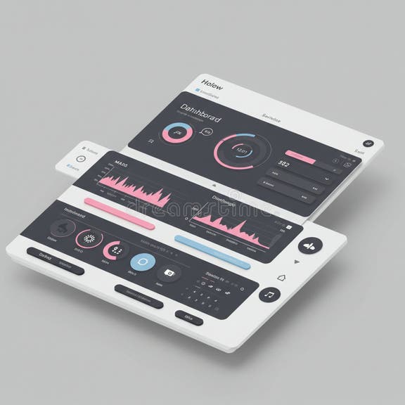 Futuristic User Interface Design Featuring a Layered Digital Dashboard. it Includes Stock ...