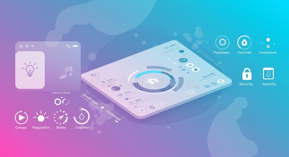 Futuristic User Interface Design with a Vibrant Gradient Background of Blue and Pink Stock ...