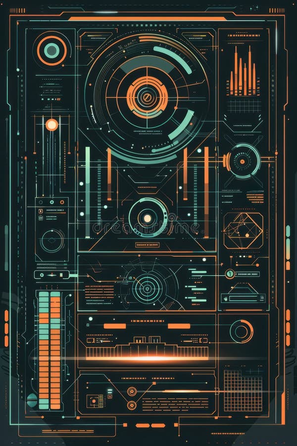 Futuristic User Interface with Digital Elements and Data Visualization ...