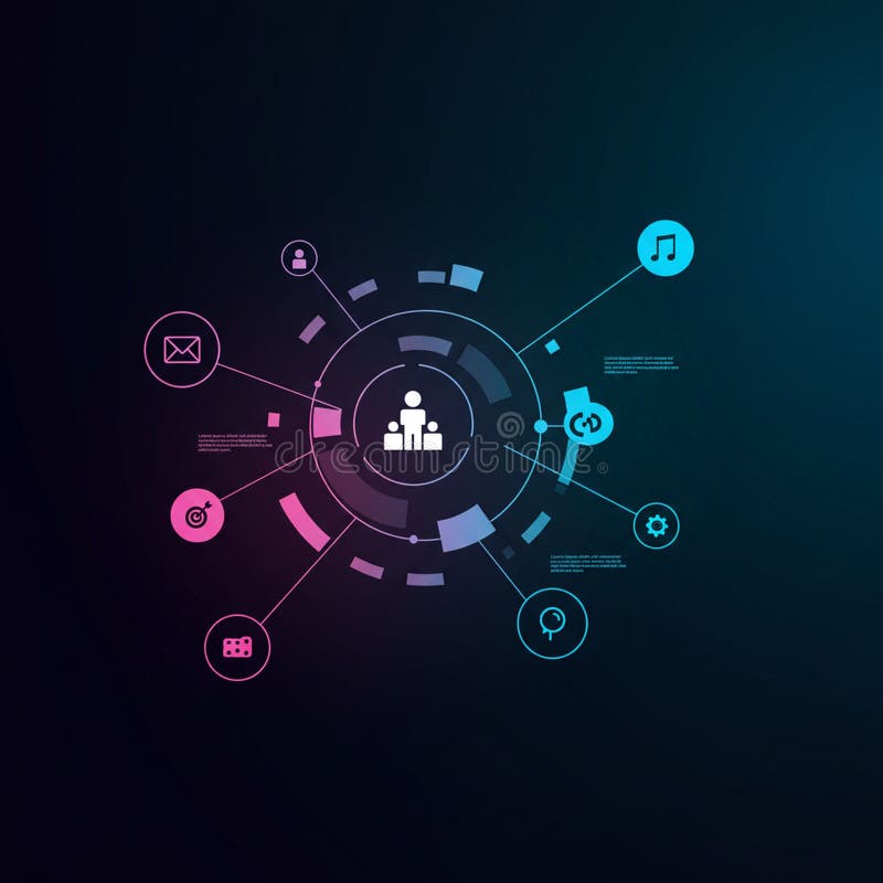 Futuristic User Interface Featuring a Central Icon Resembling a Person ...