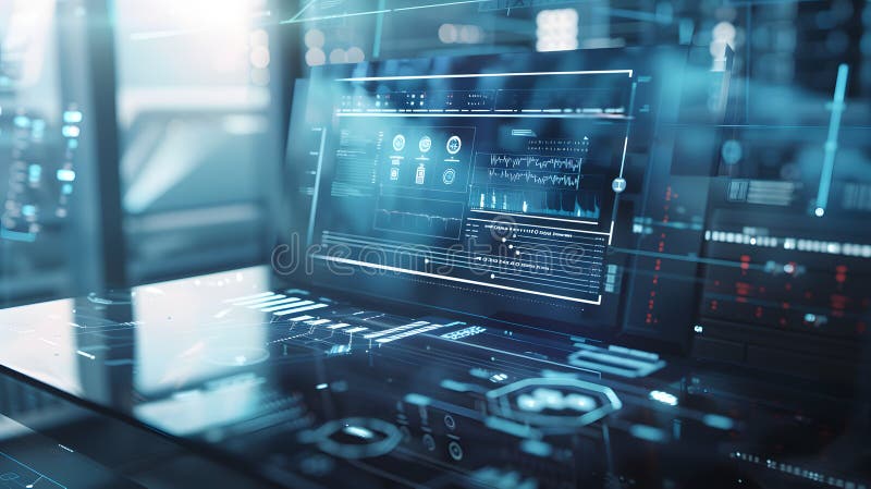 Futuristic User Interface with Graphs and Charts, 3d Rendering Generated with AI Stock ...