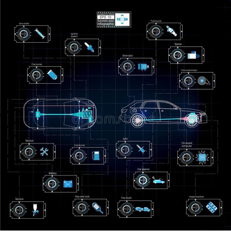 Cars Infographic Ui, Analysis and Diagnostics in the Hud Style. Modern ...