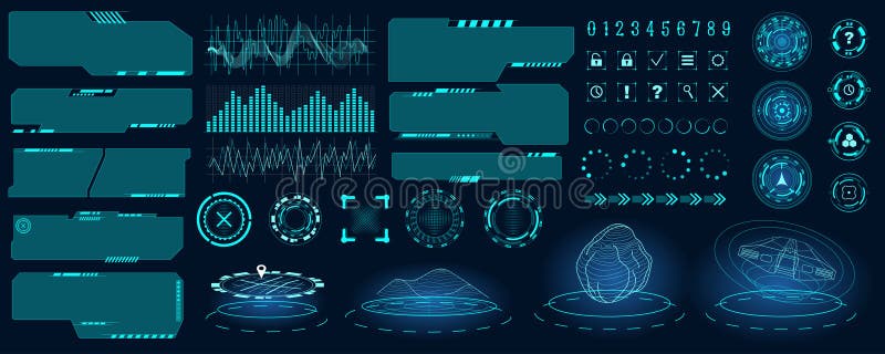 Futuristic User Interface Mega Set in Flat Design. Bundle Elements of ...
