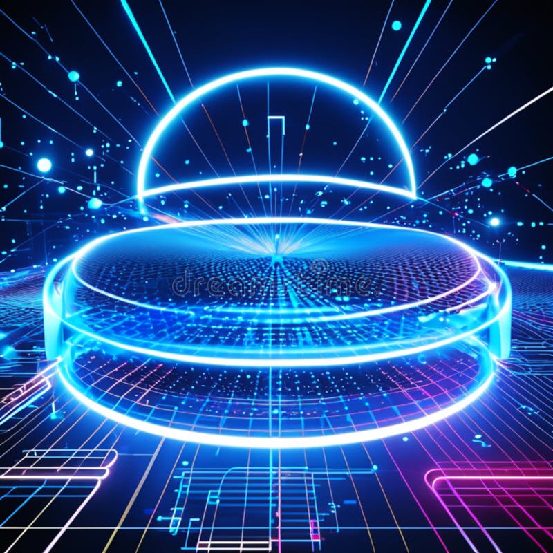 Futuristic Stadium with Red Neon Lights. Vector Illustration for Your ...