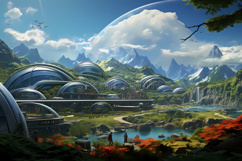 Futuristic Utopia: Harmony between Nature and Technology Stock ...