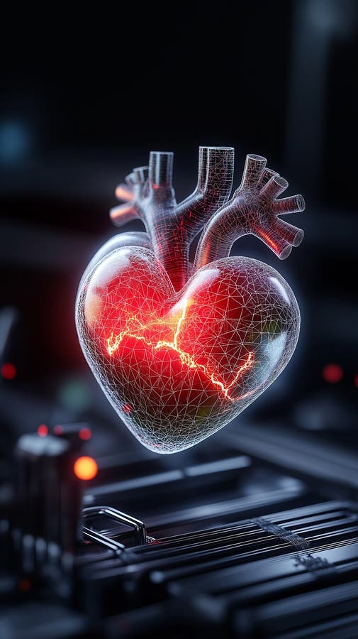 Futuristic Valentine S Heart Design Featuring Glowing Elements and an ...